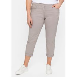 7/8-Hose sheego "Große Größen" Gr. 40, Normalgrößen, grau (silbergrau) Damen Hosen in Baumwoll-Stretch-Qualität