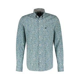 Langarmhemd Lerros "Lerros Langarmhemd mit Stretchanteil, floral bedruckt", Herren, Gr. 5XL, extraweit, blau (mineral blau), 97% Baumwolle, 3% Elasthan, Hemden