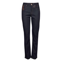 Röhrenjeans Pulz Jeans "Rhrenjeans PZKarolina" Gr. 27, Länge 32, blau (raw blue denim) Damen Jeans