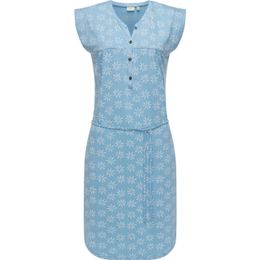 Sommerkleid Ragwear "Zofka" Gr. L (40), Normalgrößen, blau (hellblau) Damen Kleider Nachhaltiges Jersey Kleid mit sommerlichem Print