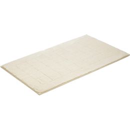 Badematte Vossen "Exclusive" Badematten Gr. rechteckig (55cm x 65cm), Baumwolle, weiß (ivory) Badteppich, Uni-Farben, Karo Muster, Hoch-Tief Effekt, reine Baumwolle