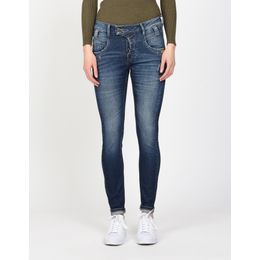 Slim-fit-Jeans Gang "94MARGE" Gr. 30, N-Gr, power midwash, Damen, Denim/Jeans, Obermaterial: 90% Baumwolle, 8% Polyester, 2% Elasthan, Jeans, mit besonderem 4-Knopf-Verschluss