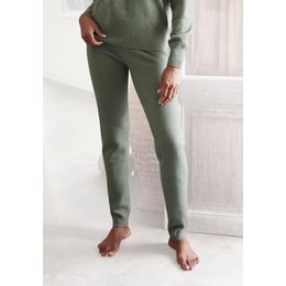 Strickhose Lascana Gr. 32/34, N-Gr, grün, Damen, Strick, Obermaterial: 52% Polyester, 44% Polyacryl, 4% Elasthan, unifarben, meliert, Hosen, aus weichem Strick, Loungewear