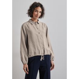 Langarmbluse Street One Gr. 34, breezy beige, Damen, Stoff, 84% Modal, 16% Polyester, unifarben, Blusen, mit Materialmix