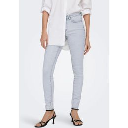 Skinny-fit-Jeans Only "ONLWAUW MID SKINNY DEST BJ692", Damen, Gr. M (38), Länge 30, blau (light blau bleached denim), Denim/Jeans, Obermaterial: 64% Baumwolle, 31% Polyester, 3% Viskose, 2% Elasthan, unifarben, casual, skinny fit, Jeans