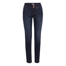 Röhrenjeans Pulz Jeans "Rhrenjeans PZSuzy" Gr. 27, Länge 32, blau (dark blue denim) Damen Jeans