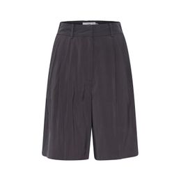 Shorts Ichi "Shorts IHGretha" Gr. 34, N-Gr, grau (asphalt), Damen, Obermaterial: 85% Viskose LENZING ECOVERO CV LenzEcov. 15% Polyester PES., Hosen