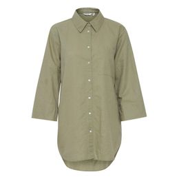 Klassische Bluse B.Young "Bluse BYEmman" Gr. 34, grün (oil grün), Damen, Obermaterial: 70% Baumwolle CO. 30% Leinen LI., Blusen