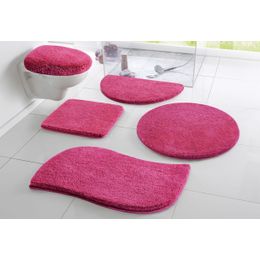 Badematte my home "Merida" Badematten Gr. wellenförmig (70cm x 110cm), Kunstfaser, pink (fuchsia) Badteppich, Uni Farben, rechteckig, rund & als 2-tlg. Set erhältlich