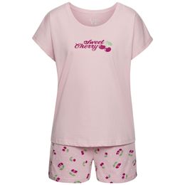 Shorty Vivance Dreams, Damen, Gr. 32/34, rosa (rosa, gemustert), Single Jersey, Obermaterial: 100% Baumwolle, gemustert, modisch, bequem kurz, Rundhals, Homewear-Sets, Shorty mit schönem Frontprint