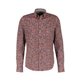 Langarmhemd Lerros "Lerros Langarmhemd mit Stretchanteil, floral bedruckt", Herren, Gr. 5XL, extraweit, orange (spicy orange), 97% Baumwolle, 3% Elasthan, Hemden