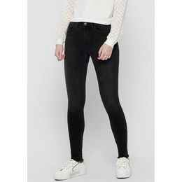 Ankle-Jeans Only "ONLBLUSH MID SK ANK RW REA1099 NOOS", Damen, Gr. S (36), Länge 30, schwarz (schwarz denim), Denim/Jeans, Obermaterial: 92% Baumwolle, 6% Polyester, 2% Elasthan, Abriebeffekte, feminin, skinny fit, Jeans, mit fransigen Säumen, Topseller