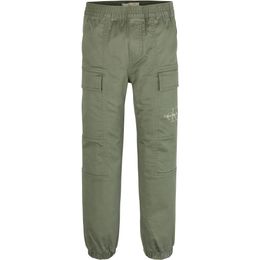 Sweathose Calvin Klein Jeans "ESSENTIAL WOVEN CARGO PANTS" Gr. 16 (176), N-Gr, grün (dusty olive) Jungen Hosen für Kinder bis 16 Jahre mit Logo-Print