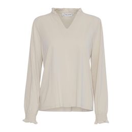 Langarmbluse Pulz Jeans "Langarmbluse PZLIPPA VNeck Blouse" Gr. S, beige (rainy day), Damen, Obermaterial: 75% Modal CMD. 25% Polyester PES., Blusen