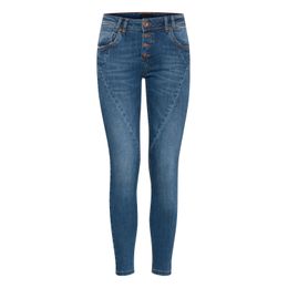 Röhrenjeans Pulz Jeans "Rhrenjeans PZRosita" Gr. 26, N-Gr, blau (medium blue denim) Damen Jeans