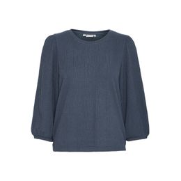 Langarmbluse Pulz Jeans "Langarmbluse PZJANE 3/4 sleeve Tshirt" Gr. L, blau (inkwell), Damen, Obermaterial: 62% Viskose LENZING ECOVERO CV LenzEcov. 33% Polyester PES. 5% Elasthan EL., Blusen