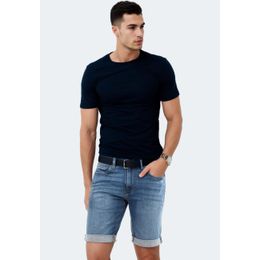 Shorts INDICODE "Inkadeu" Gr. Größe S - Gr. S, Normalgrößen, blau (mid indigo), Herren, Material: 98% Baumwolle, 2% Elasthan, Hosen, mit 5-Pocket Design