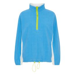 Fleecejacke THEJOGGCONCEPT "Fleecejacke JCClara", Damen, Gr. M, blau (malibu blau mix), Obermaterial: 100% Polyester PES., casual, relaxed fit hüftlang, Jacken