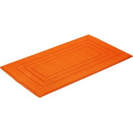 Badematte Vossen "Feeling" Badematten Gr. rechteckig (60cm x 100cm), Baumwolle, orange Badteppich, Uni-Farben, mit Bordüre, Hoch-Tief Effekt, reine Baumwolle