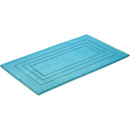 Badematte Vossen "Feeling" Badematten Gr. quadratisch (60cm x 60cm), Baumwolle, blau (turquoise) Badteppich, Uni-Farben, mit Bordüre, Hoch-Tief Effekt, reine Baumwolle