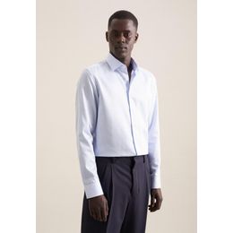 Businesshemd Seidensticker, Herren, Gr. M (39), Extra verlängerter Arm, blau (mittelblau), 100% Baumwolle, gestreift, slim fit, Extra verlängerter Arm 2-Knopf-Manschette, Hemden, Slim Kentkragen Gestreift