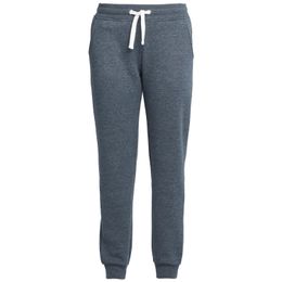 Sweathose oxmo "Sweathose OXOlivia", Damen, Gr. L, N-Gr, blau (ins bl mel), Obermaterial: 80% Polyester PES. 20% Baumwolle CO., gestreift, casual, regular fit lang, Hosen