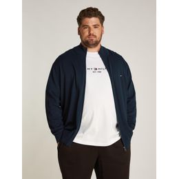 Tommy Hilfiger Big & Tall Strickjacke "BT-ESSENTIAL COTTON ZIP THRU-B", Herren, Gr. XXL, blau (desert sky), Strick, Obermaterial: 100% Baumwolle, TOMMY HILFIGER BIG & TALL, unifarben, casual, regular fit, Langarm elastischer Bund, Strickjacken, in Großen Größen, Logostickerei