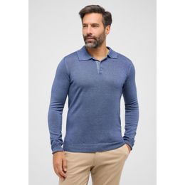 Polokragenpullover Eterna, Herren, Gr. L, blau, 100% Wolle (Merino), casual, eng, Pullover