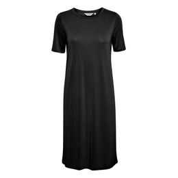 Shirtkleid oxmo "Shirtkleid OXBrinja", Damen, Gr. L, N-Gr, schwarz, Obermaterial: 64% Modal CMD. 36% Polyester PES., unifarben, casual, regular fit knieumspielend, Rundhals, Kleider