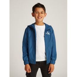 Windbreaker Calvin Klein Jeans "MONOLOGO ESSENTIAL JACKET", Jungen, Gr. 6 (116), blau (ensign blau), Web, Obermaterial: 100% Polyester. Futter: 100% Polyester, unifarben, bedruckt, casual, regular fit, Langarm abgestepptes Bündchen, Jacken, für Kinder bis 16 Jahre mit Logo-Print