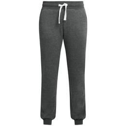 Sweathose oxmo "Sweathose OXOlivia", Damen, Gr. XL, N-Gr, grau (dar grau m), Obermaterial: 80% Polyester PES. 20% Baumwolle CO., gestreift, casual, regular fit lang, Hosen