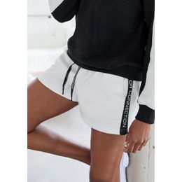 Sweatshorts French Connection Gr. 32/34, N-Gr, weiß, Damen, Sweatware, Obermaterial: 60% Baumwolle, 40% Polyester, unifarben mit Farbeinsatz, Hosen, mit seitlichen Kontrast-Einsätzen, Loungewear