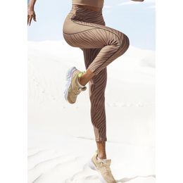 active by Lascana Leggings LASCANA ACTIVE Gr. XS (32/34), N-Gr, braun, Damen, Obermaterial: 85% Polyester, 15% Elasthan, bedruckt, animal-print, Hosen, mit Zebramuster