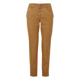 Chinohose Pulz Jeans "Chinohose PZViba", Damen, Gr. 34, N-Gr, braun (tobacco braun), Obermaterial: 65% Baumwolle CO. 33% Polyester PES. 2% Elasthan EL., casual, skinny fit knöchellang, Hosen