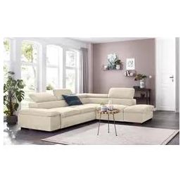 Ecksofa Home Affaire "Alberto L-Form" Sofas Gr. B/H/T: 272cm x 73cm x 226cm, Luxus-Microfaser weich, Ottomane rechts, mit Bettfunktion, beige (creme) mit Kopfteilverstellung, wahlweise Bettfunktion