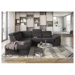 Sit & More Ecksofa SIT & MORE "Cabrio L-Form, mit Sitztiefenverstellung, Arm- und Kopfteilverstellung" Sofas Gr. B/H/T: 274cm x 87cm x 230cm, Luxus-Microfaser, Ottomane links, ohne Bettfunktion-ohne Bettkasten, grau (fango) 3 Nierenkissen, Federkern, optional Bettfunktion und Stauraum