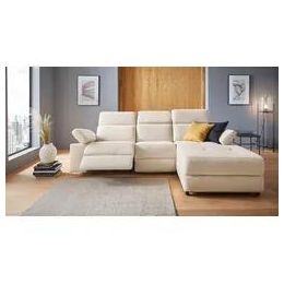 Ecksofa Places of Style "Kilado, L-Form" Sofas Gr. B/H/T: 259cm x 98cm x 163cm, Struktur fein, Recamiere rechts, elektrische Relaxfunktion auf Seite gegenüber der Recamiere, beige (creme) mit Relaxfunktion, verstellbarer Armlehne, Kopfteilverstellung