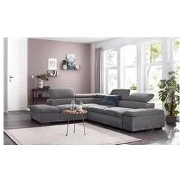 Ecksofa Home Affaire "Alberto L-Form" Sofas Gr. B/H/T: 272cm x 73cm x 226cm, Luxus-Microfaser weich, Ottomane links, mit Bettfunktion, grau mit Kopfteilverstellung, wahlweise Bettfunktion Bestseller