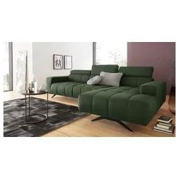 Ecksofa DOMO collection "Trento L-Form" Sofas Gr. B/H/T: 287cm x 79cm x 175cm, Struktur fein, Recamiere rechts, Ohne Kopfteilverstellung, grün wahlweise mit Kopfteilverstellung, Recamiere linksrechts bestellbar