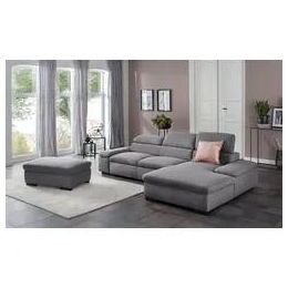 Ecksofa Home Affaire "Alberto L-Form" Sofas Gr. B/H/T: 286cm x 73cm x 174cm, Luxus-Microfaser ALTARA NUBUCK, Recamiere rechts, mit Bettfunktion, grau (steel) mit Kopfteilverstellung, wahlweise Bettfunktion