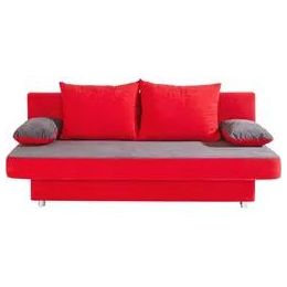 Schlafsofa Collection AB "P-Ulla" Sofas Gr. B/H/T: 187cm x 74cm x 87cm, Microfaser PRIMABELLE-Struktur, rot (rot/grau) inkl. Bettfunktion, Bettkasten und Zierkissen