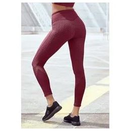 Funktionsleggings Vivance ACTIVE Gr. L (44/46), N-Gr, rot, Damen, Strick, Obermaterial: 86% Polyester, 14% Elasthan. Einsatz: 90% Polyester, 10% Elasthan, unifarben, Mesh, Hosen, mit Wabendesign und Mesheinsatz