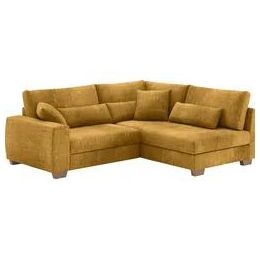 Ecksofa MR. COUCH "L-Form", gelb (curry), B:227cm H:68cm T:190cm, Dolce (100% Polyester), Sofas, Mit Federkern, wahlweise mit Bett und Taschenfederkern