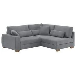 Ecksofa Home Affaire "L-Form" Sofas Gr. B/H/T: 227cm x 68cm x 190cm, Material, Ottomane rechts, ohne Bettfunktion, grau (stone) Mit Federkern, wahlweise mit Bett und Taschenfederkern