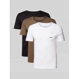 BOSS T-Shirt mit Label-Print im 3er-Pack