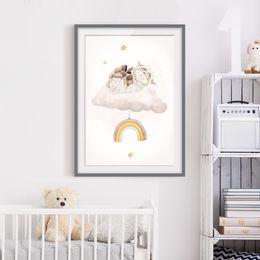 Bilderwelten Bild mit Rahmen Verspieltes Schafbaby
