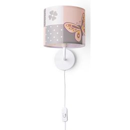 Wandleuchte Paco Home "Cosmo 220" Lampen Gr. Ø 18cm H: 26,5cm, weiß Kinder Kinderlampe Lampe Kinderzimmer Stecker âˆ…18cm Schmetterling Kabel 3m E14