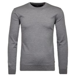 Rundhalspullover Ragman, Herren, Gr. 52, grau (mittelgrau), 100% Wolle, casual, Rundhals, Langarm, Pullover