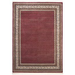 Orientteppich Theko "Abbas Meraj Mir", rot (rot, creme), B:70cm H:12mm L:140cm, Schurwolle, Teppiche, Fransenteppich, reine Wolle, handgeknüpft, mit Fransen