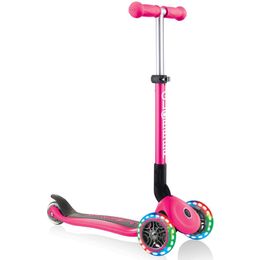 Dreiradscooter Globber "JUNIOR FOLDABLE LIGHTS, mit Leuchtrollen" Scooter pink